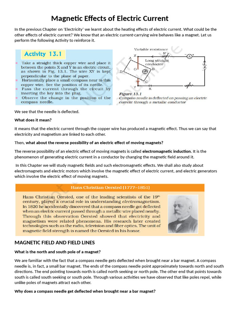 Magnetic Effects of Electric Current Explained | PDF | Magnetic Field ...