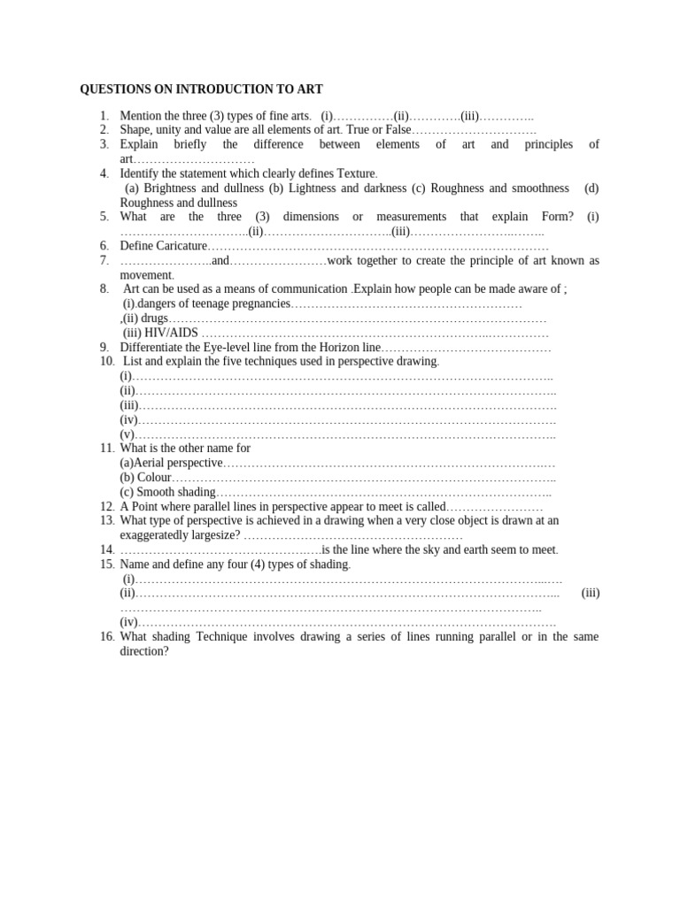Introduction to Art Questions | PDF