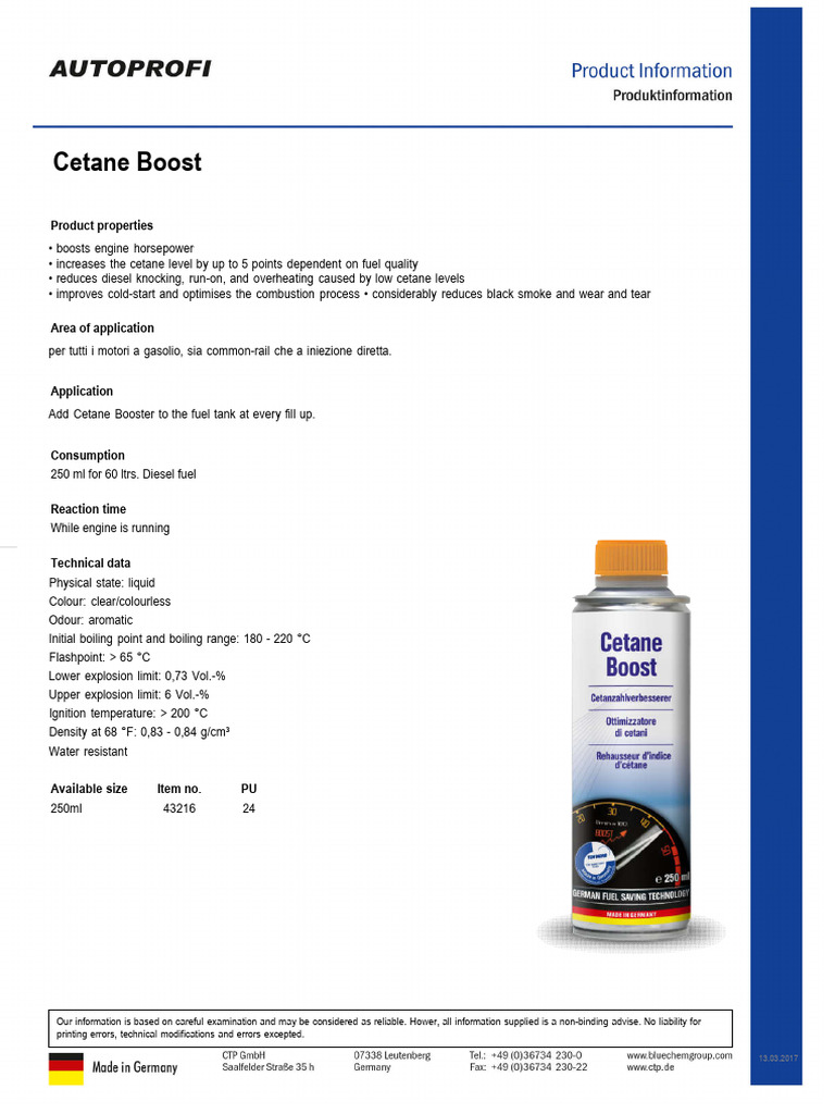 Cetane Boost 250ml | PDF