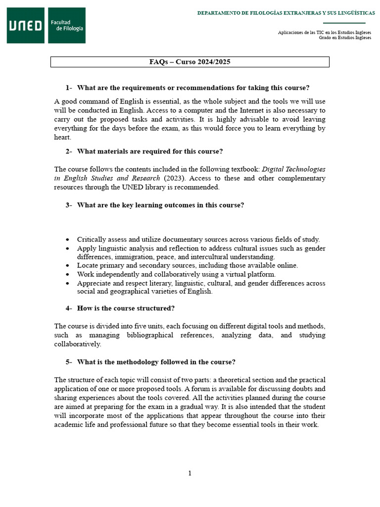 Faq - Aplicaciones Tic - 2024-25 | PDF | Learning | Methodology