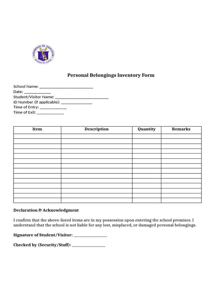 Classroom Inventory Sheet | PDF