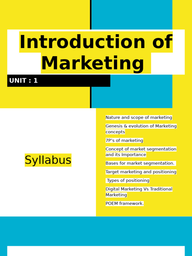 Ch_1 - Introduction of Marketing | PDF | Marketing | Market Segmentation