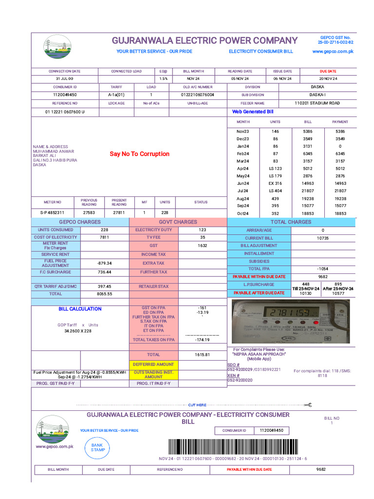 GEPCO ONLINE BILL | PDF | Taxes | Economies