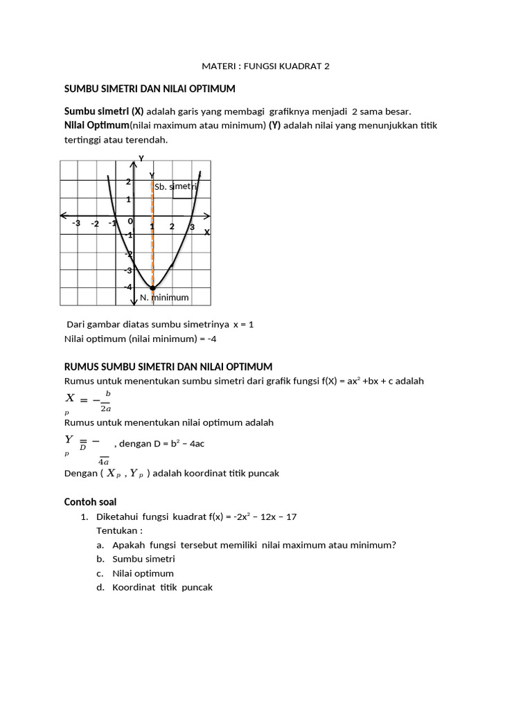 FK 2 Sumbu Simetri Dan Nilai Optimum | PDF