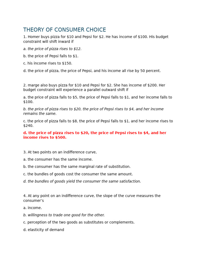 Consumer Choice and Firm Theory Explained | PDF | Average Cost ...