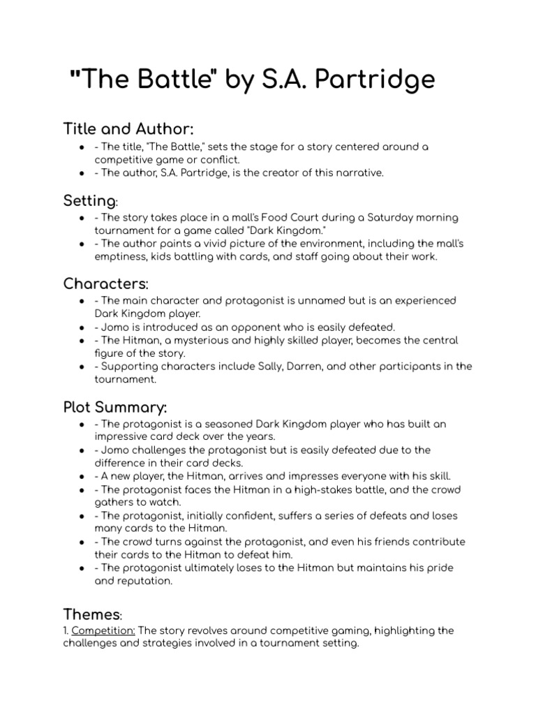 The Battle by S. A Patridge Analysis | PDF | Psychology
