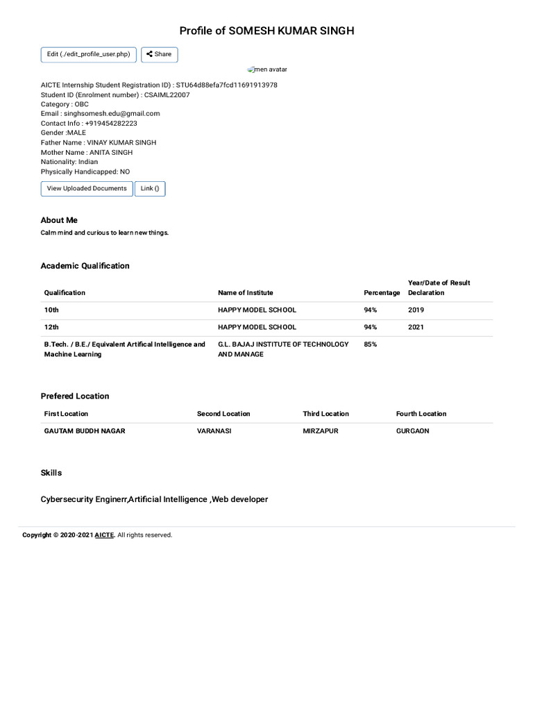 AICTE Internship Enterprise Portal - Learning by Doing. 1 Crore ...