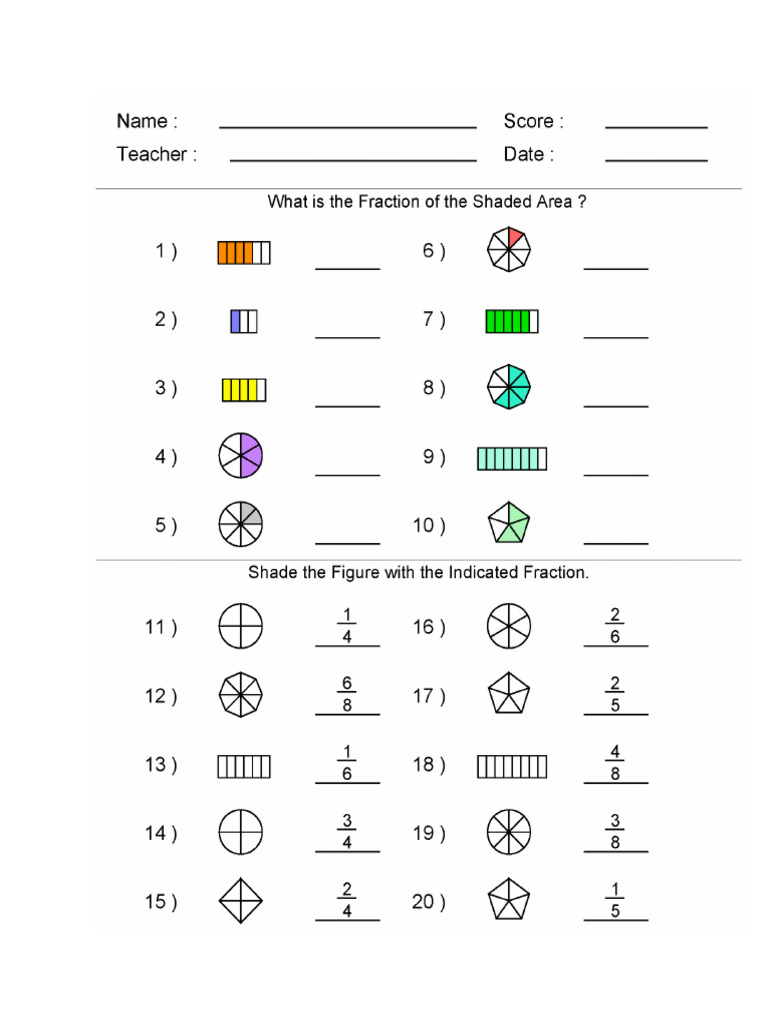 Fraction Activity Sheet | PDF