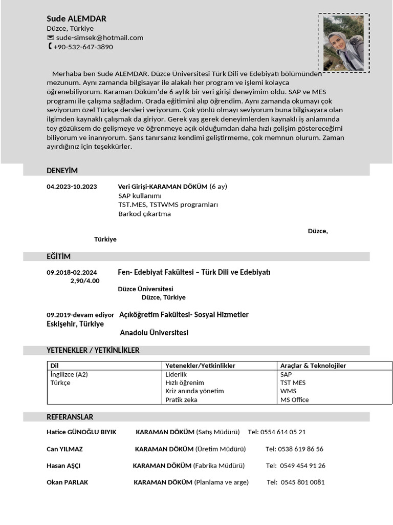 SUDE ALEMDAR CVV | PDF