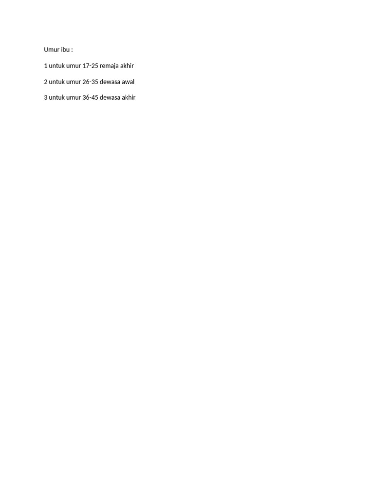 Umur Ibu | PDF