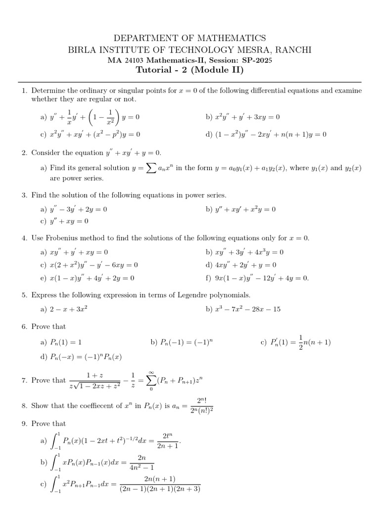 MA24103-Tutorial Sheet-Module-II | PDF | Complex Analysis ...