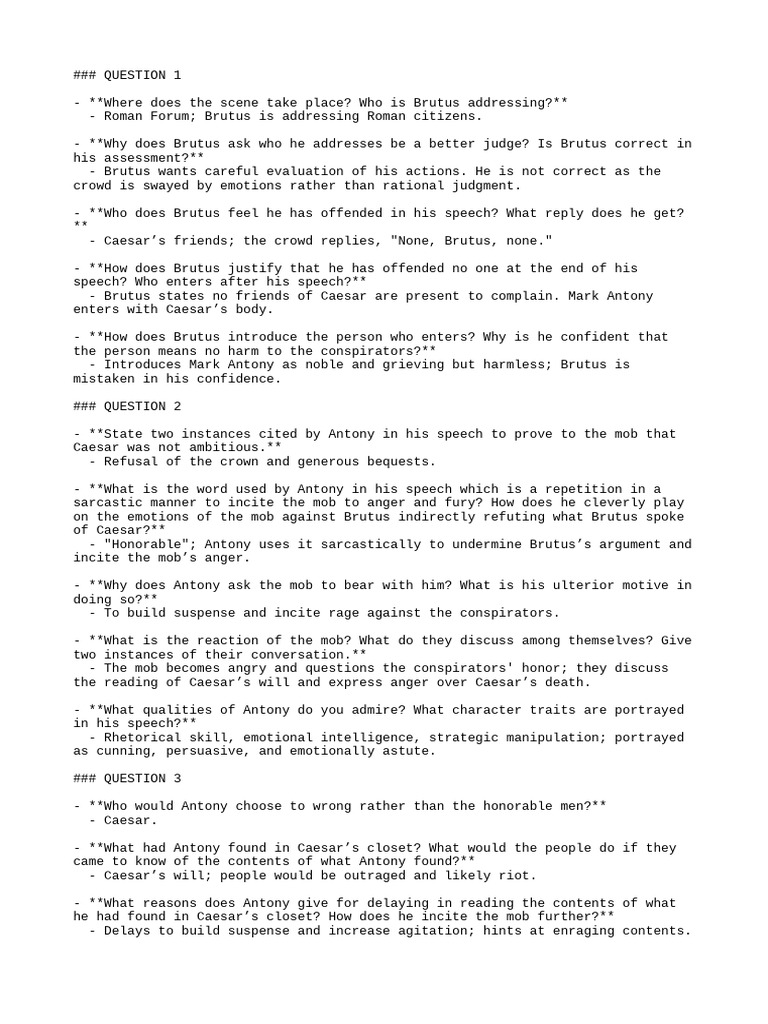 Act3Scene2 | PDF | Mark Antony | Julius Caesar