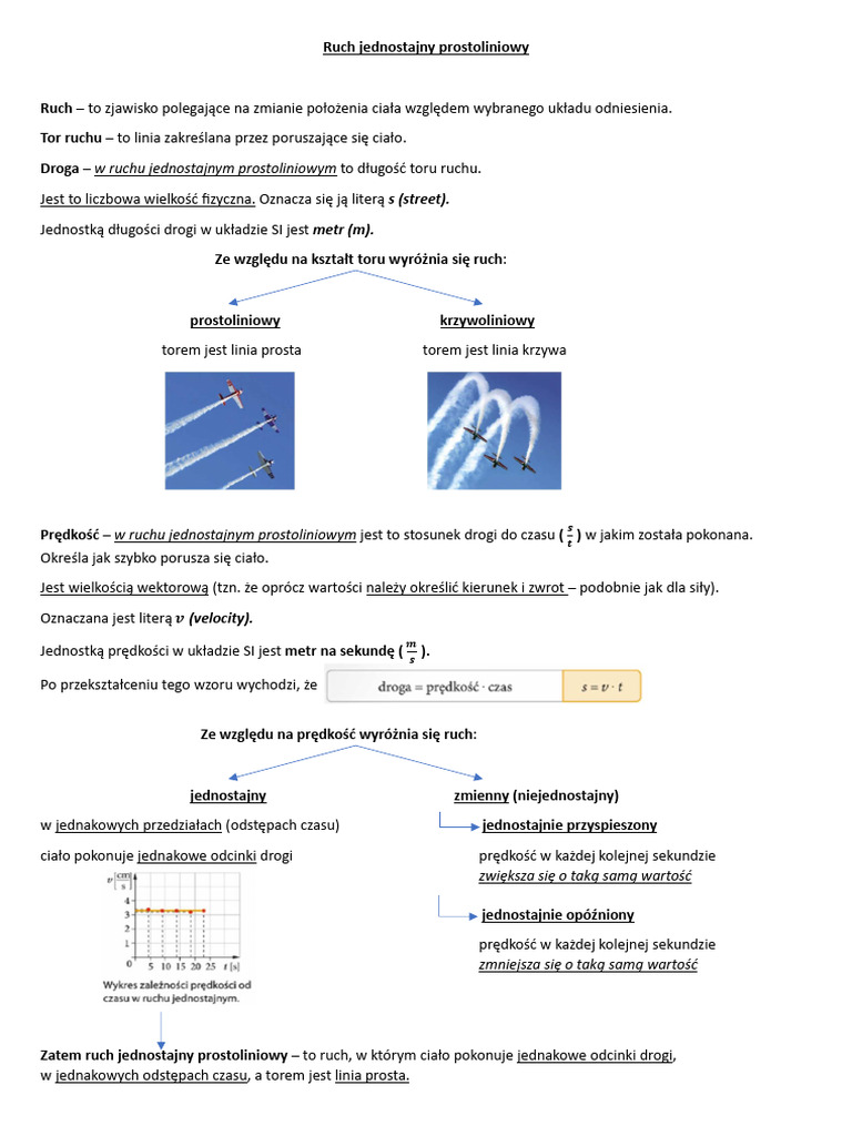 Ruch Jednostajny Prostoliniowy | PDF
