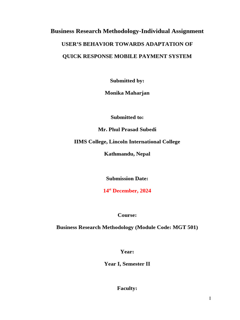 BRM 2ND Sem Individual Assignment | PDF | Qr Code | Usability