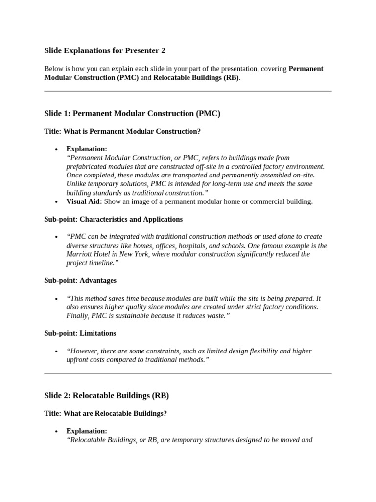 Slide Explanations For Presenter 2 | PDF