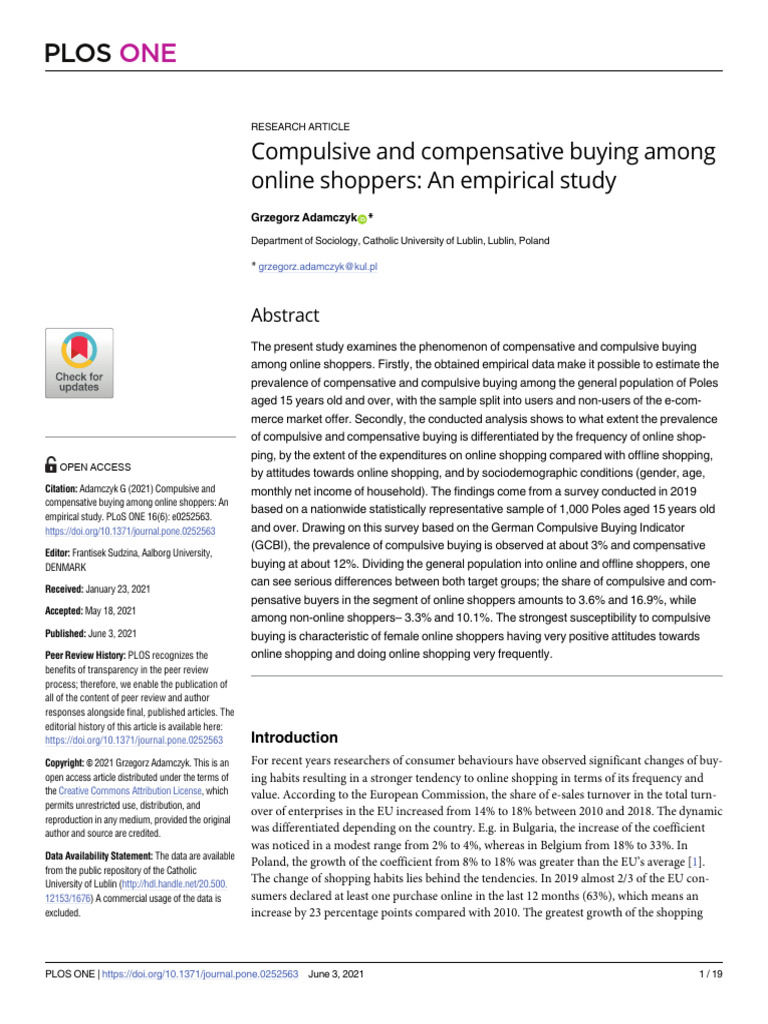 Compulsive and Compensative Buying Among Online Shoppers An Empirical ...