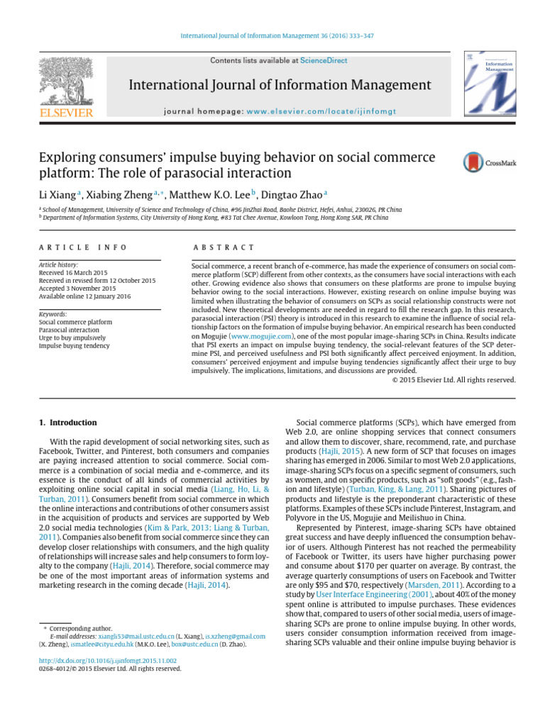 Impact of Parasocial Interaction on Impulse Buying | PDF | Behavior ...