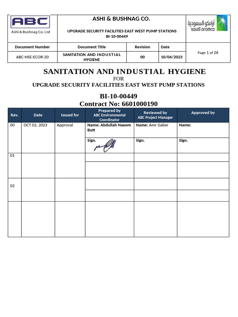 Abc-Hse-Ecor-20-Sanitation and Industial Hygiene | PDF | Toilet ...
