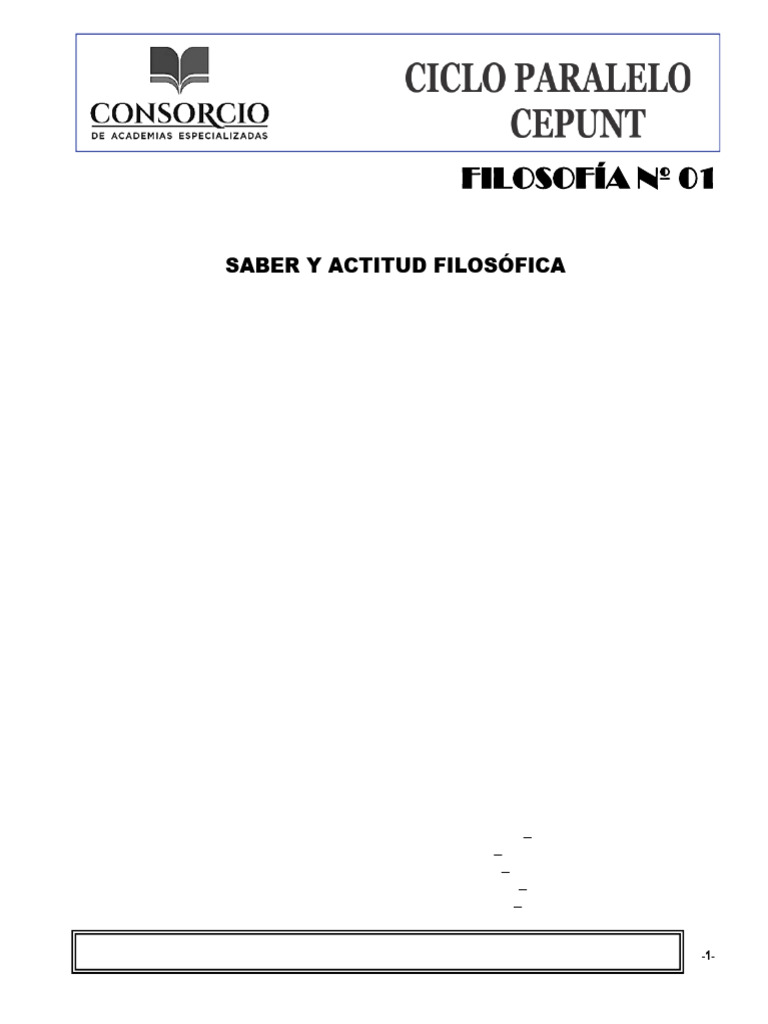 Filosofía (1a) - Saber y Actitud Filosófica | PDF | Platón | Realidad