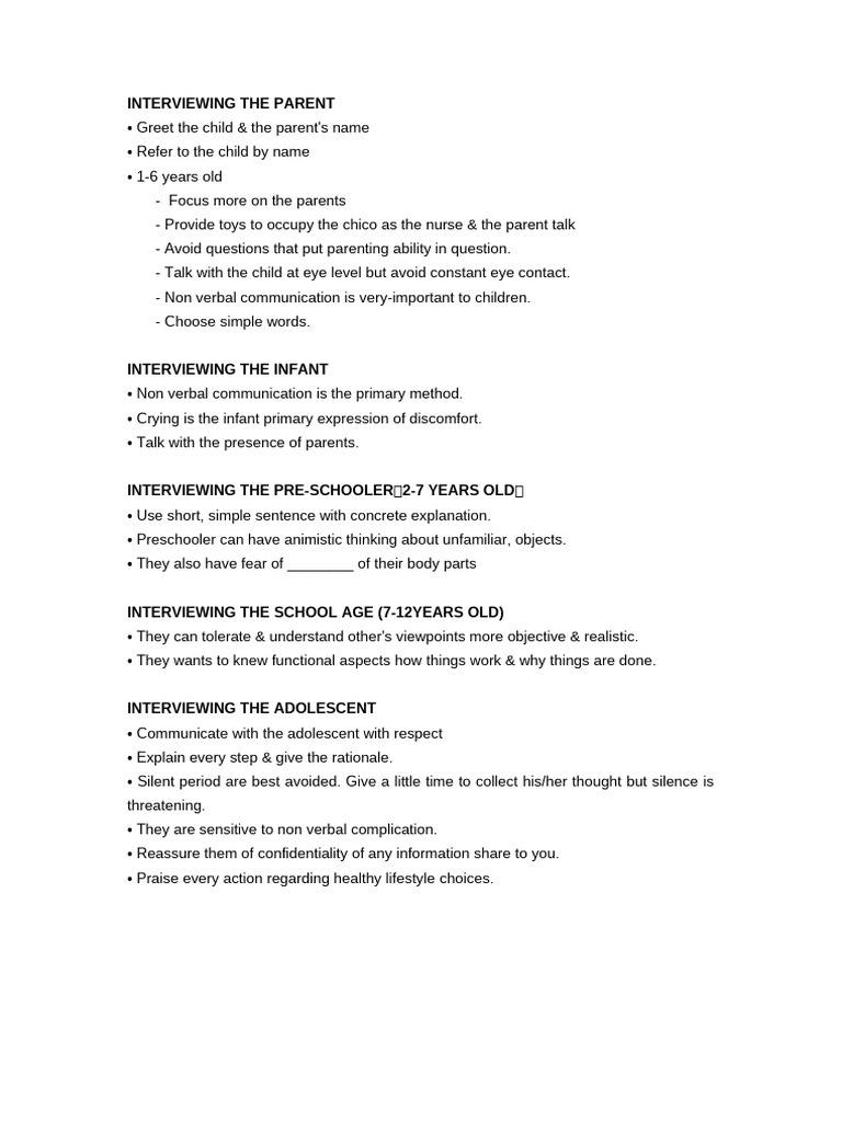 INTERVIEWING-THE-PARENT-PRELIMS | PDF | Exhalation | Fever