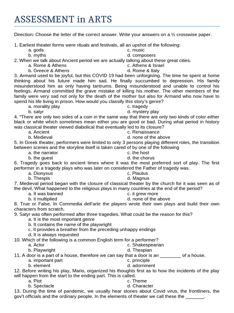 Activity-Sheet-in-MAPEH-9 | PDF | Theatre | Tragedy