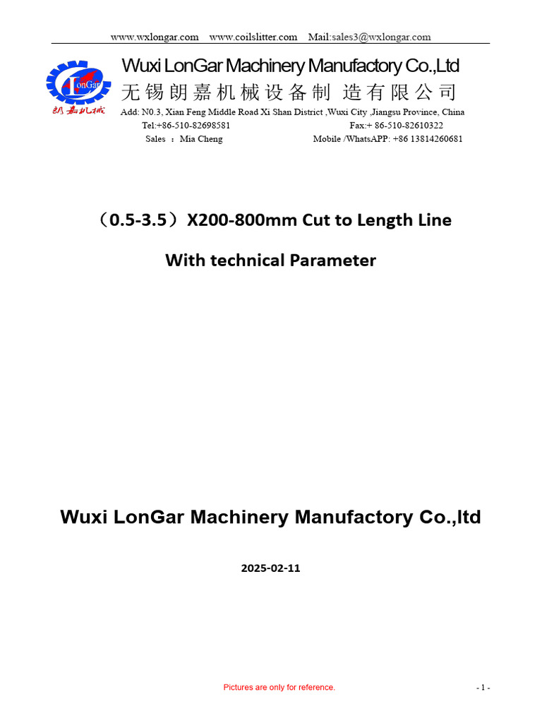 WXLJ0.5-3.5mmX800mm CTL Stacker Line | PDF | Secondary Sector Of The Economy