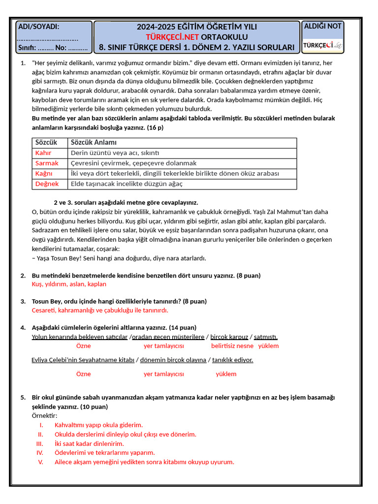 2024-2025-Egitim-Ogretim-Yili-Turkce-Dersi-HECCEYayinlari-8.-Sinif-1.-Donem-2.-Acik-Uclu-Sinav-2 ...