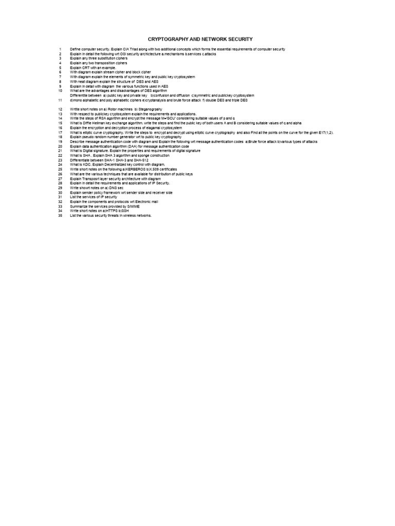 Cryptography & Network Security Guide | PDF | Public Key Cryptography | Cryptography