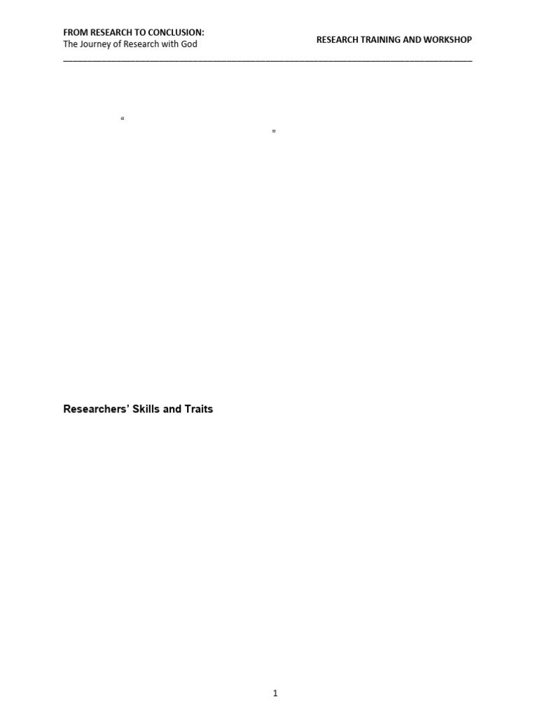 HANDOUTS Research Training | PDF | Experience | Quantitative Research