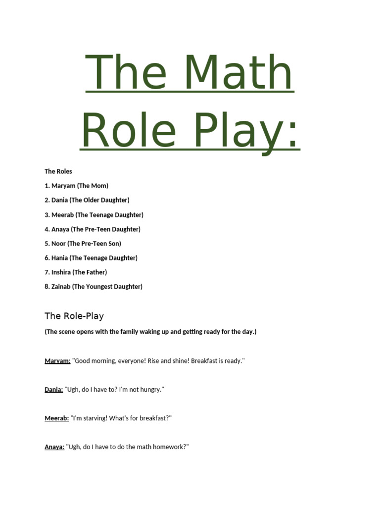 The Math Role Play | PDF