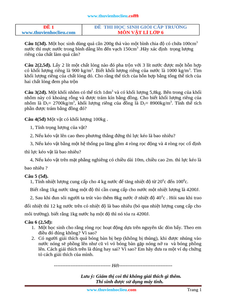 thuvienhoclieu.com-Bo-de-thi-HSG-Ly-6-co-dap-an | PDF