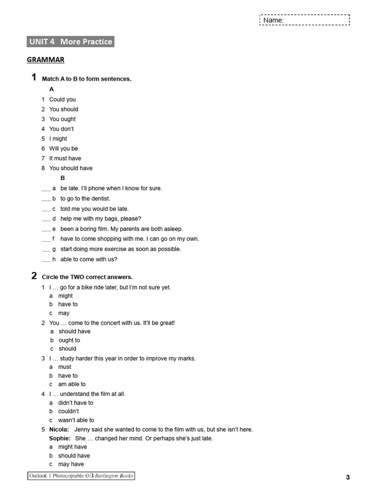 Grammar Practice: Modals and Sentences | PDF