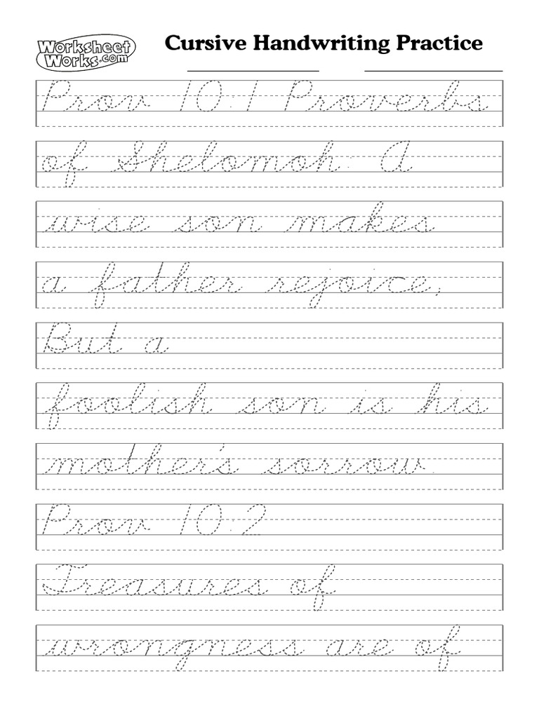 WorksheetWorks Cursive Handwriting Practice 1 | PDF | Writing | Calligraphy