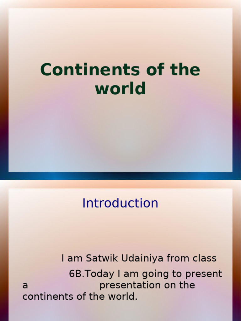 SST Presentation Class 6 B | PDF | Continent | Pacific Ocean