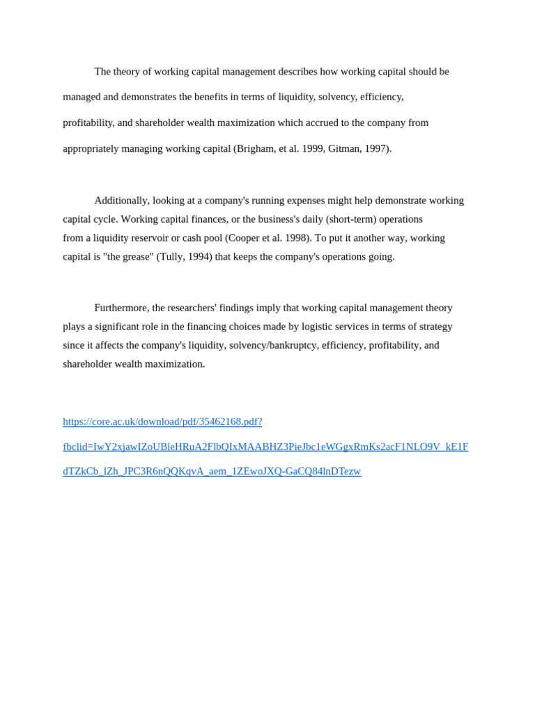 Working Capital Management Theory Explained | PDF