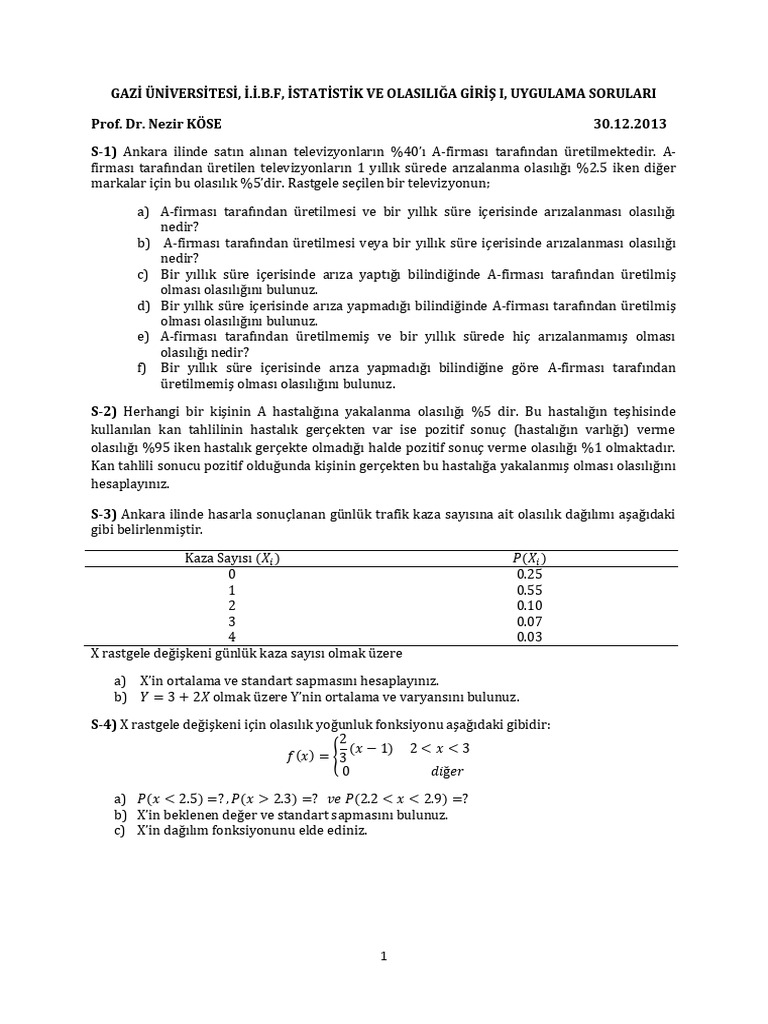 Istatistik Ve Olasilik | PDF