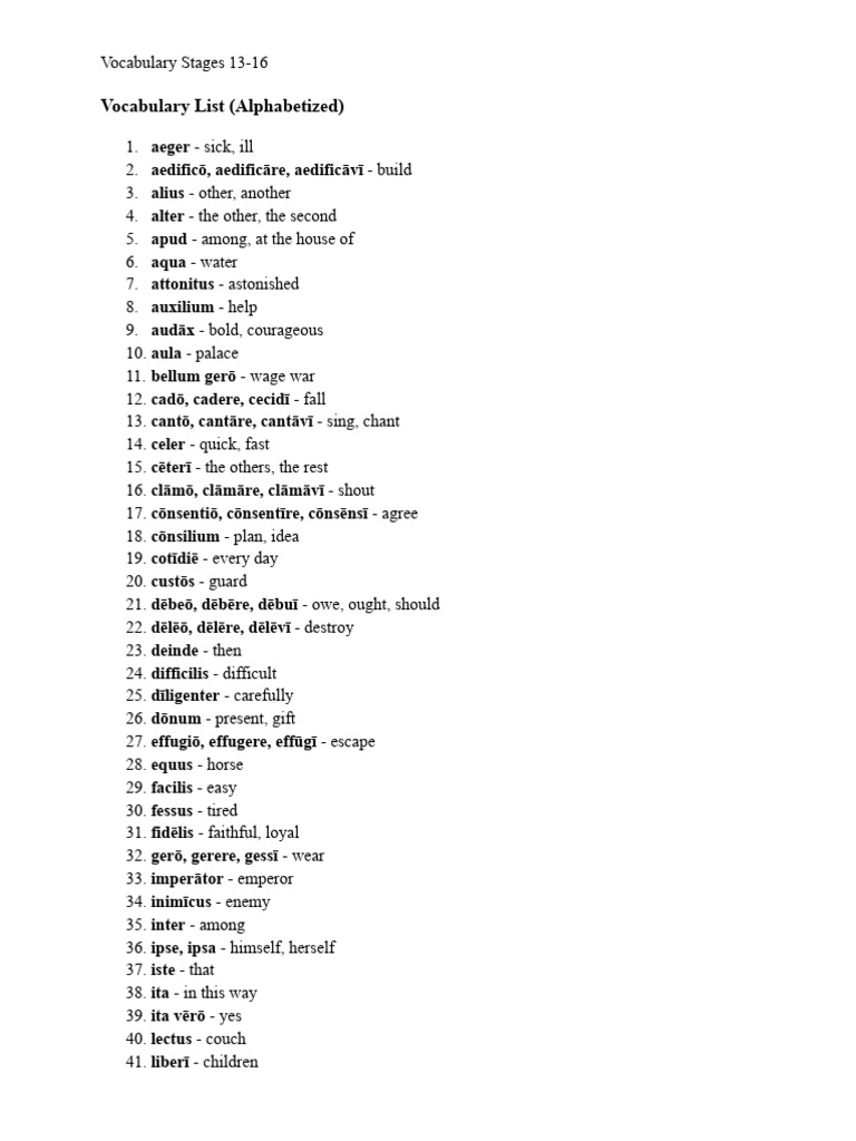 Vocabulary Stages 13-16 | PDF