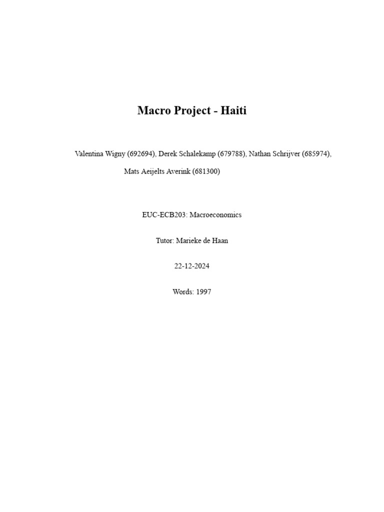 Analyzing The Macroeconomic Shock of Haiti's Earthquake | PDF ...
