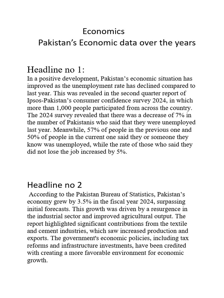 Pakistan's 2024 Economic Growth Data | PDF