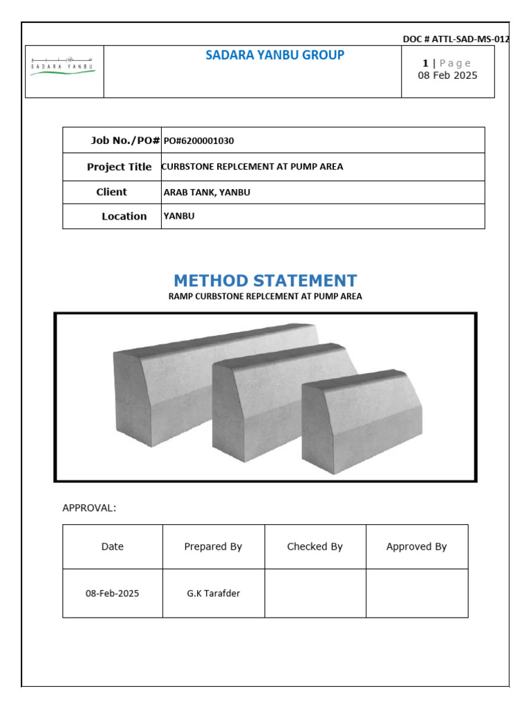 Mos - Po#6200001030 - Curbstone Replcement at Pump Area | PDF | Quality Assurance