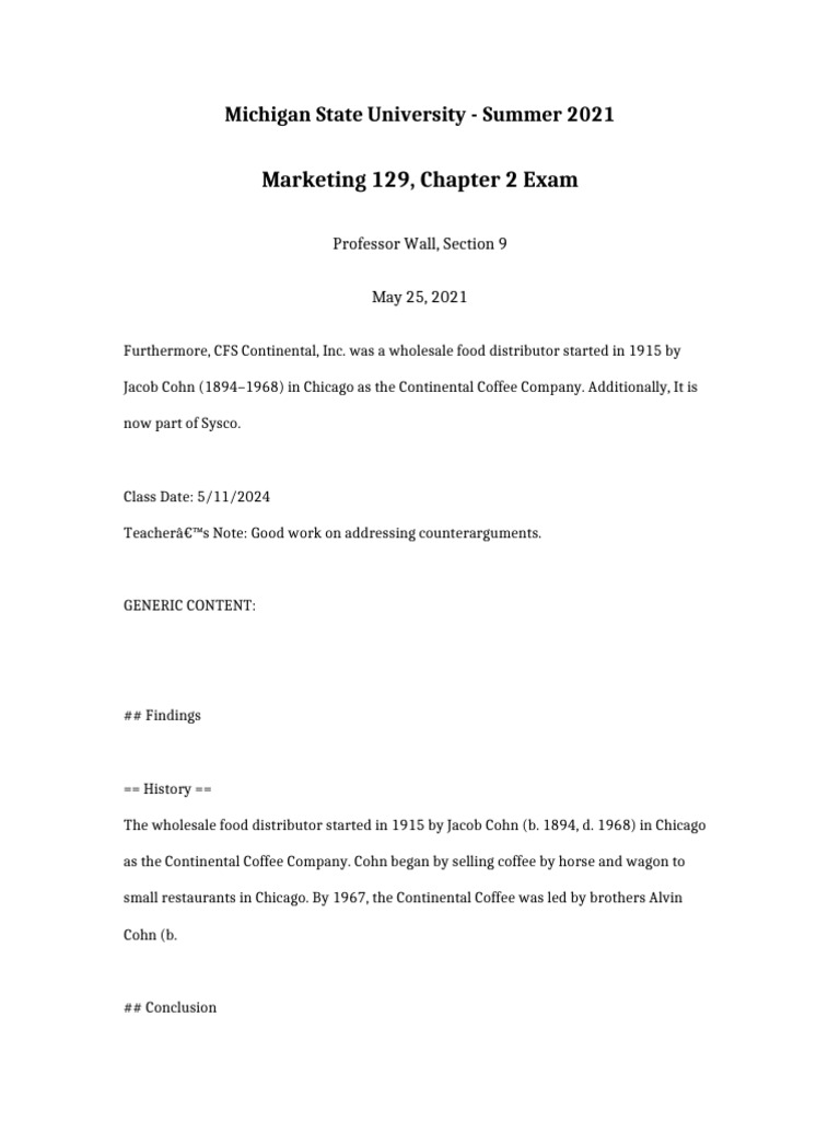 Marketing 129 Chapter 2 Exam | PDF