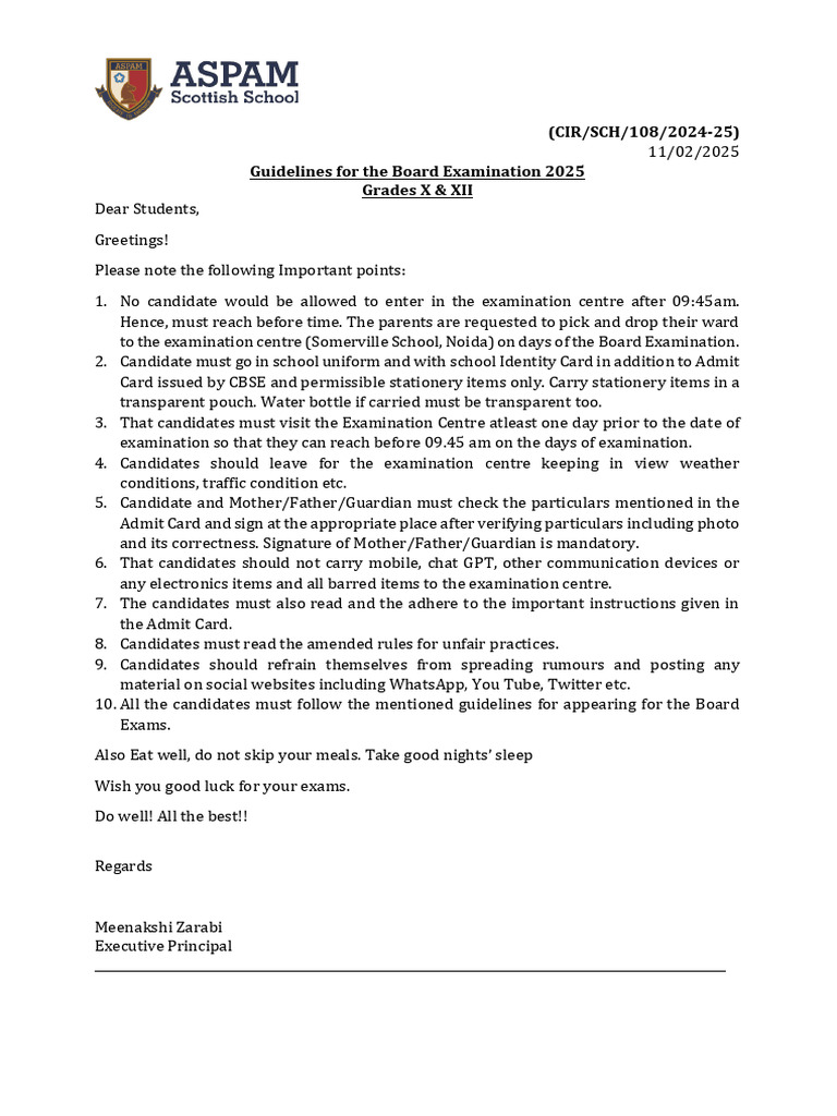 Board Exam Guidelines for Grades X & XII | PDF