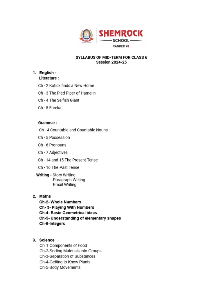 Circular 20240807103935 CL - 6 Syllabus of Mid-Term | PDF