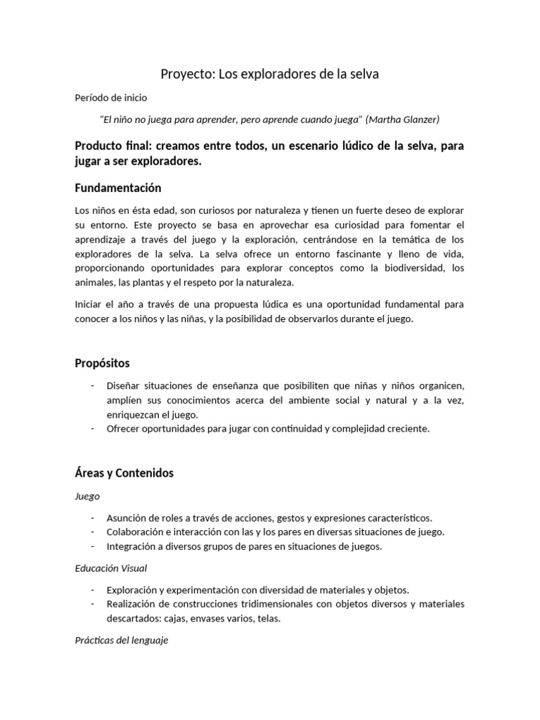 Proyecto Exploradores de La Selva | PDF | Aprendizaje