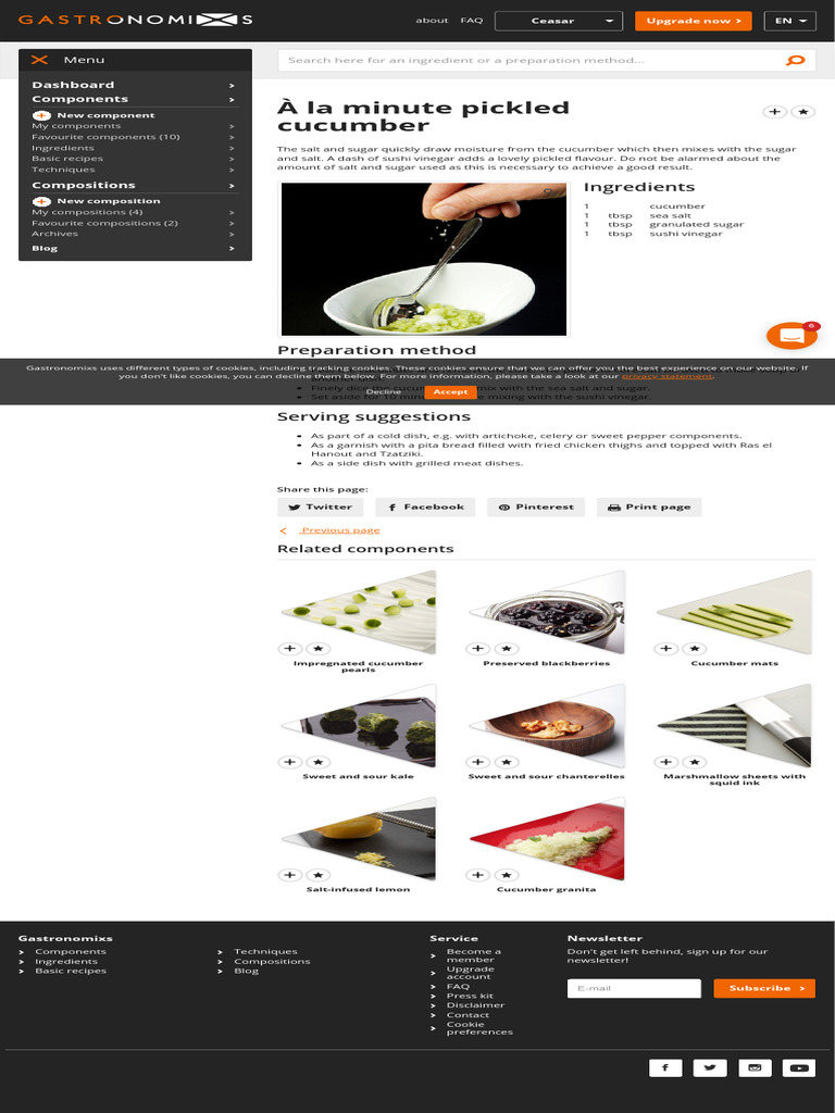 À La Minute Pickled Cucumber - Gastronomixs | PDF | Sushi | Pickling