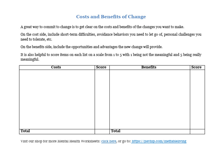 Costs and Benefits of Change | PDF