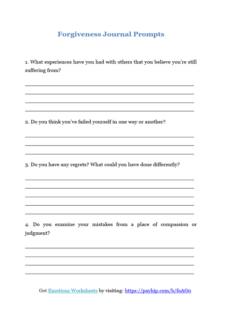 Forgiveness Journal Prompts | PDF