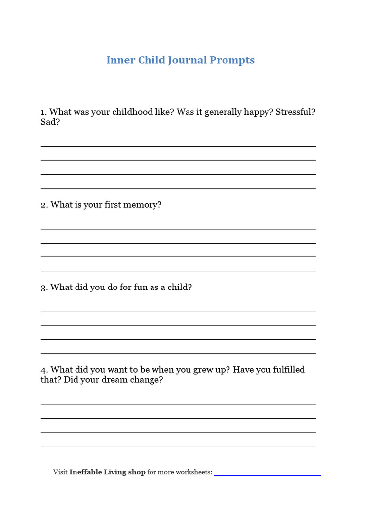 Inner Child Journal Prompts | PDF | Feeling | Shame