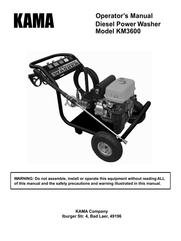 Kama Power Washer Sds:Manual-3600 Psi | PDF | Washing Machine | Pump