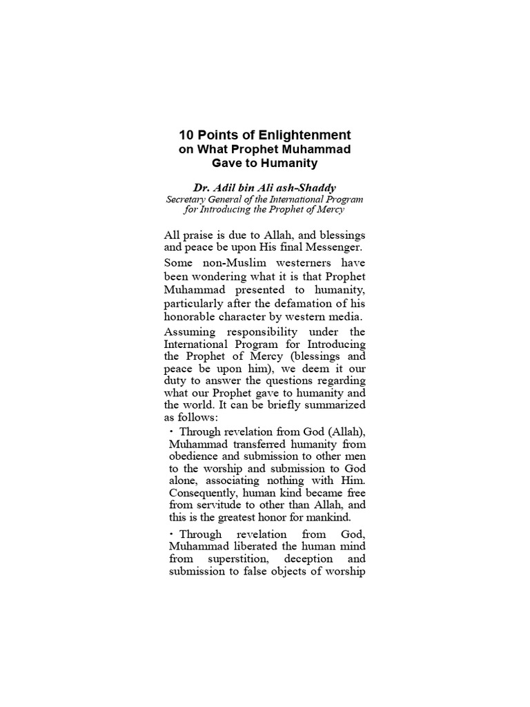 10 Points of Enlightenment | PDF | Muhammad | Prophets And Messengers ...